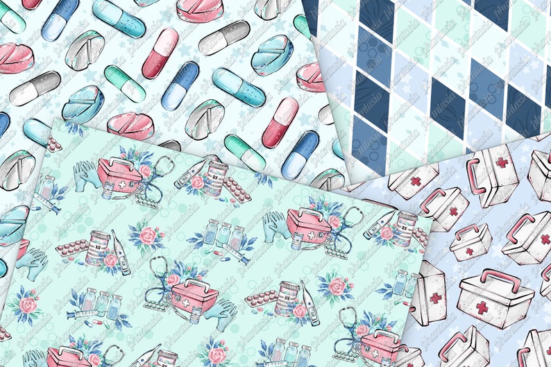 Medical Digital Paper Medical Pattern Seamless Pattern | Etsy