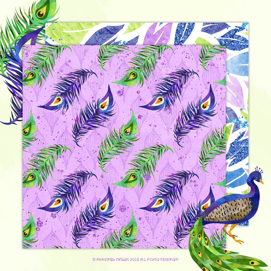 Peacock Digital Paper Peacocks Clipart Peacock Planner | Etsy