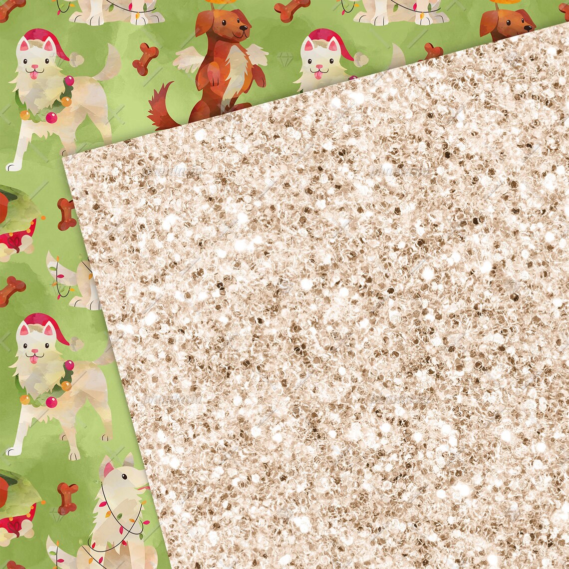 Christmas Dogs Digital Paper Christmas Patterns Winter - Etsy