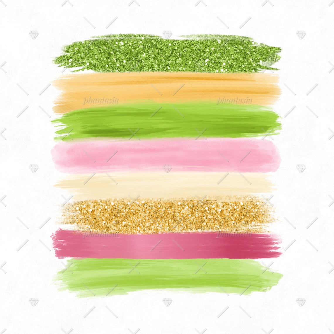 Tropical Brush Strokes Exotic Brush Strokes Green and Pink - Etsy