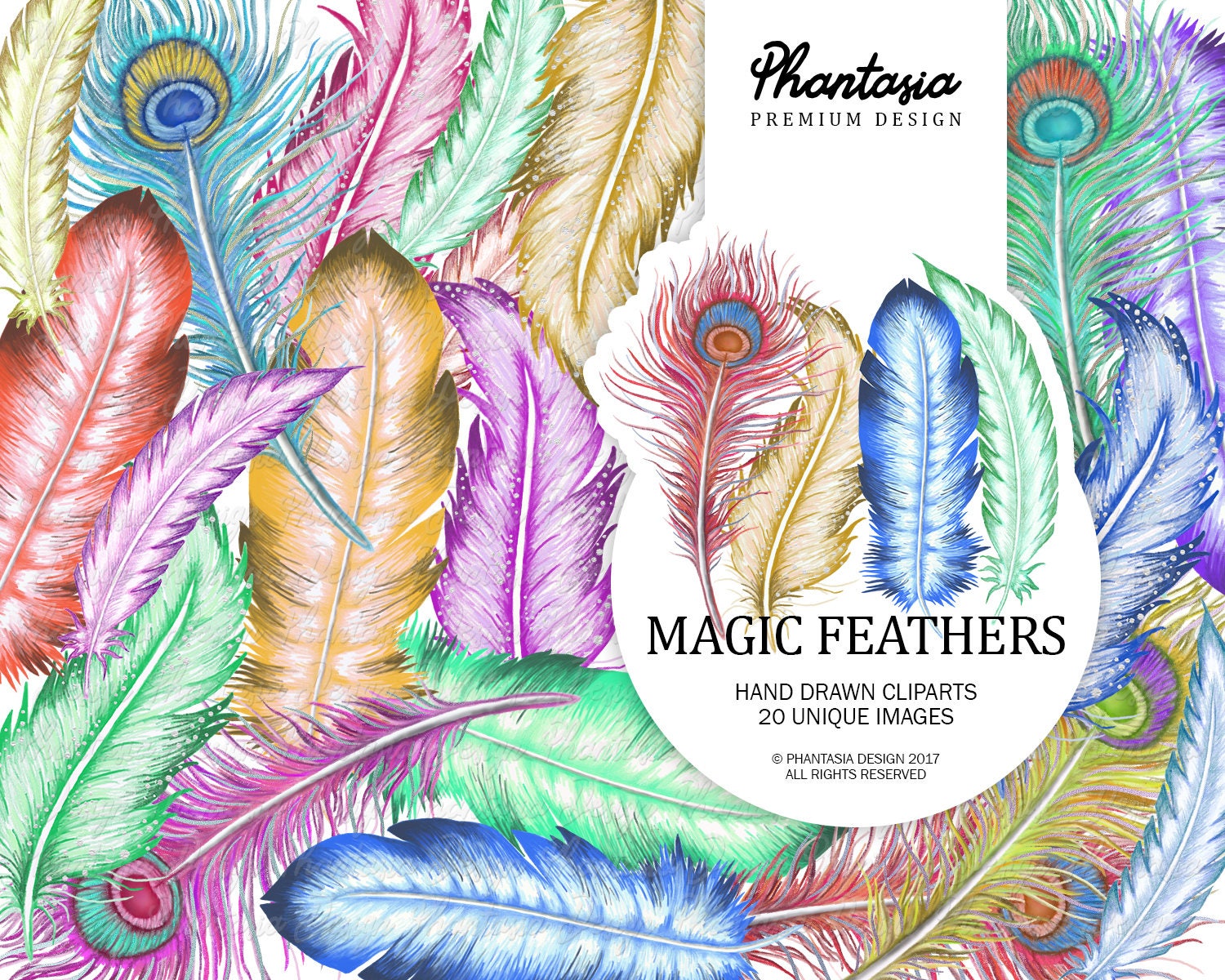 Watercolor Feathers Cliparts Magic Feathers Fairy Clipart | Etsy