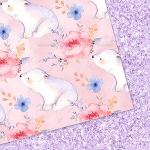 Polar Animals Digital Papers, Polar Bear Pattern, Snow Bunny, Winter ...
