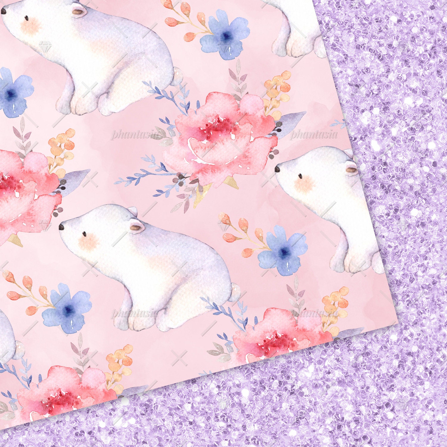 Polar Animals Digital Papers Polar Bear Pattern Snow Bunny | Etsy