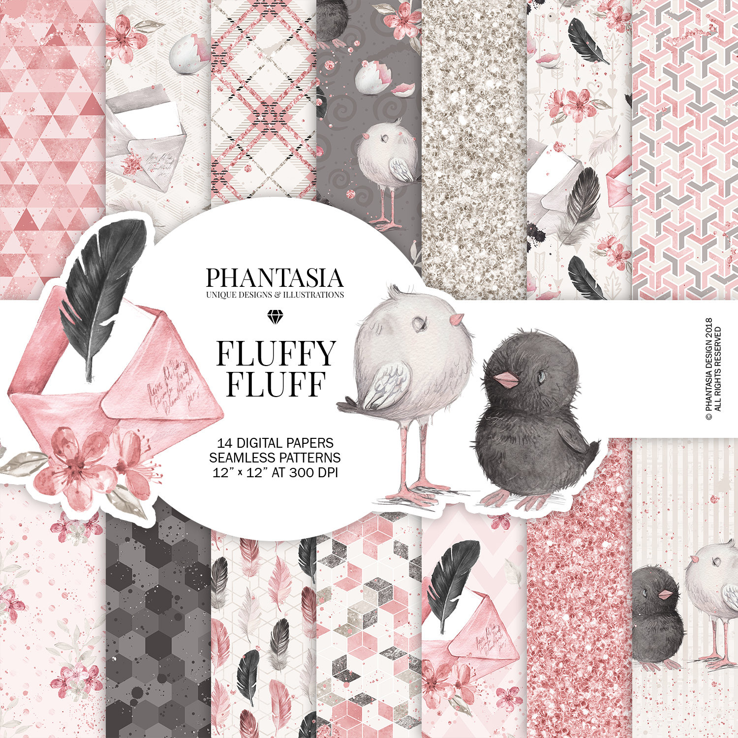 Little Birds Digital Paper Pack, Chicks Digital Paper, Birds Pattern ...
