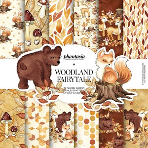Forest Animals Digital Papers, Cute Animals, Autumn Digital Paper, Fall ...