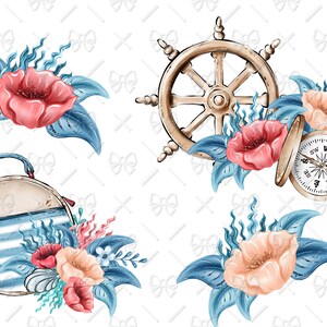 Nautical Watercolor Cliparts, Summer Clipart, Sailor Clipart, Hand ...