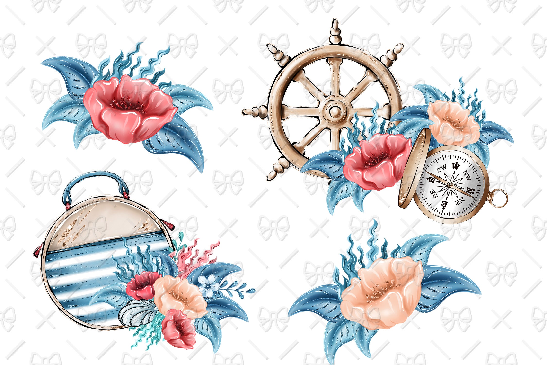 Nautical Watercolor Cliparts Summer Clipart Sailor Clipart | Etsy