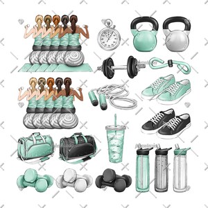 Fitness Watercolor Clipart, Gym Cliparts, Exercise Cliparts, Fitness ...