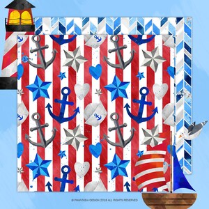 Nautical Digital Paper, Sea Pattern, Sailor Seamless, Nautical Planner ...