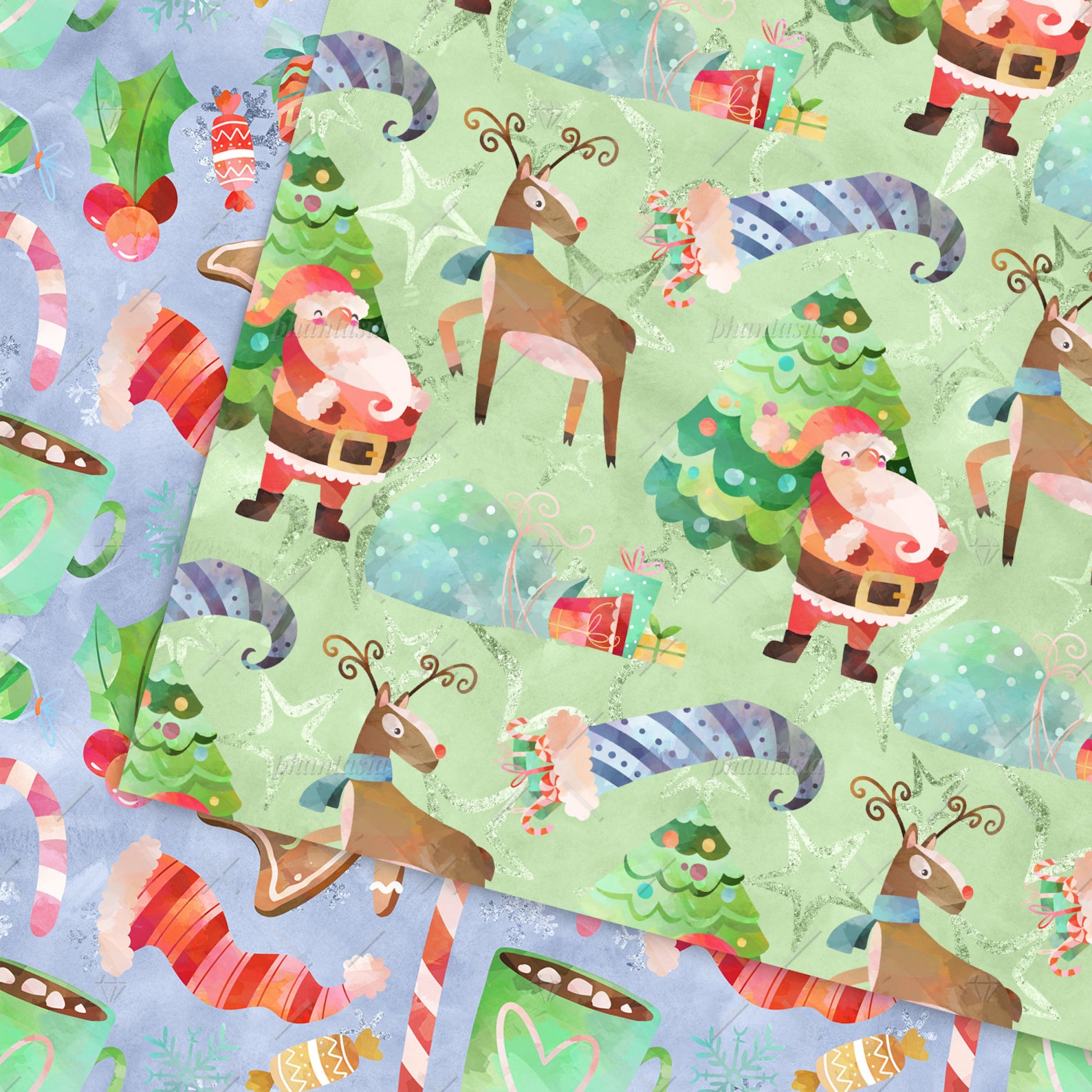 Christmas Digital Papers Cute Christmas Pastel Christmas | Etsy
