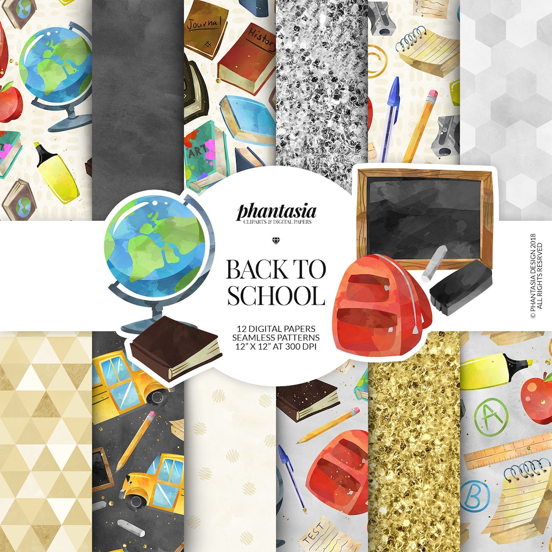 Back to School Digital Paper, Student Digital, School Background ...
