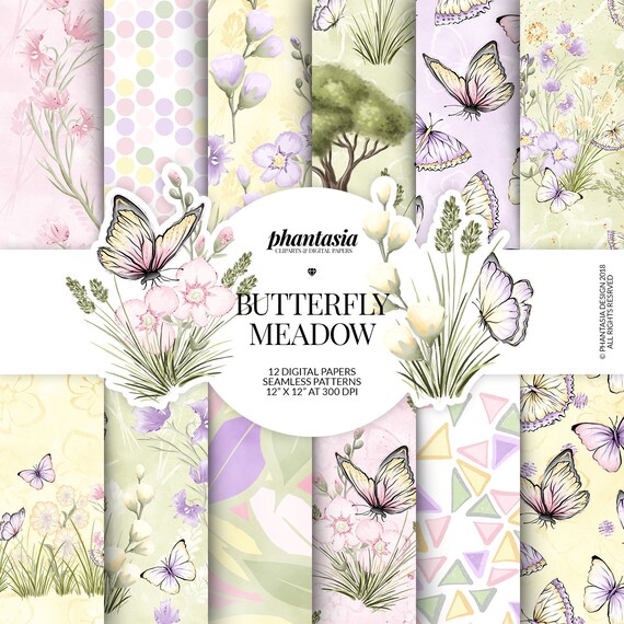 Butterflies Digital Papers Butterfly Patterns Spring Digital | Etsy