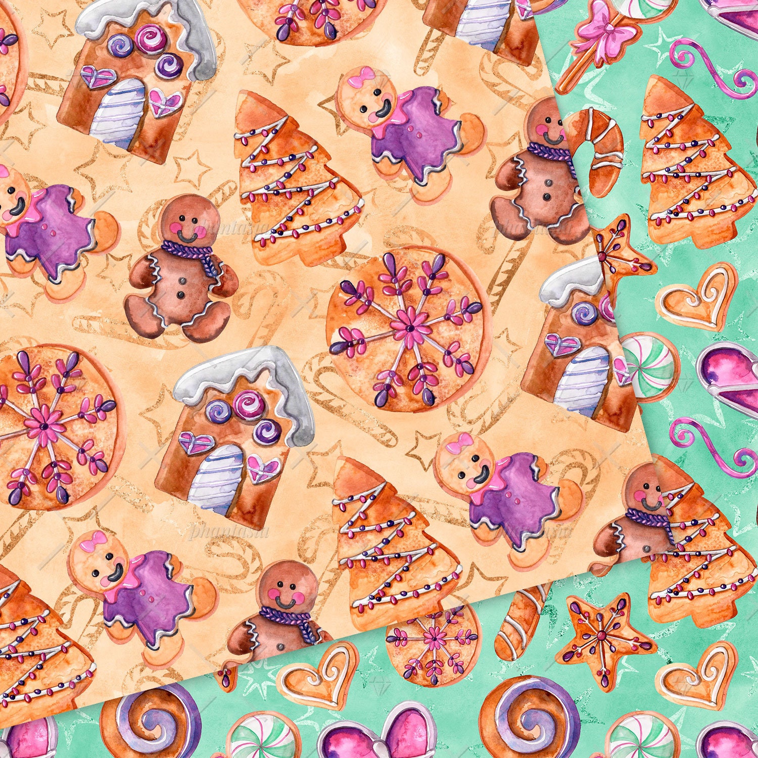 Gingerbread Digital Paper Christmas Digital Christmas - Etsy