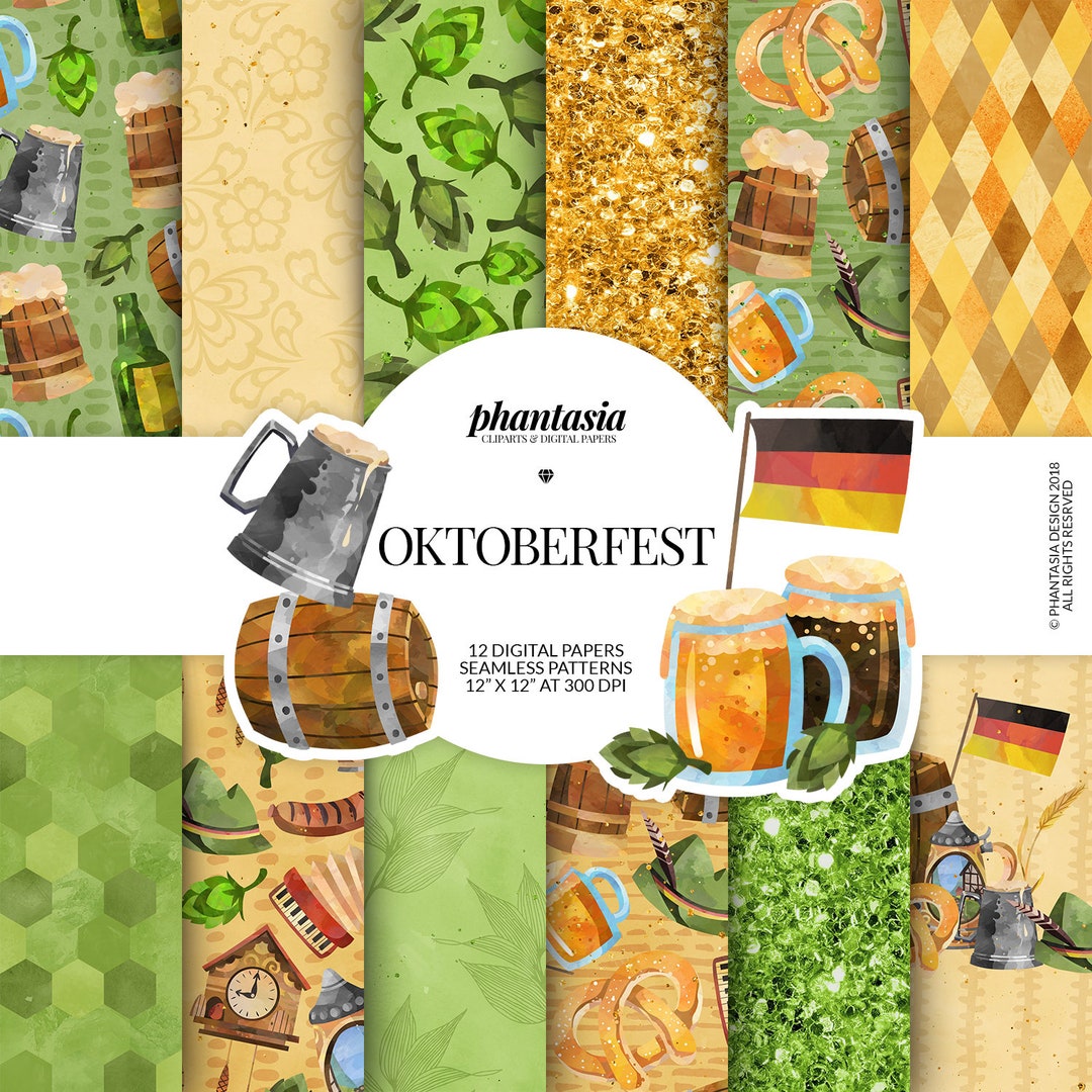 Oktoberfest Digital Papers, Beer Digital Paper, Germany Pattern, Beer ...