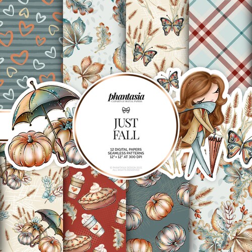 Fall Digital Paper Seamless Pattern Autumn Digital Paper - Etsy