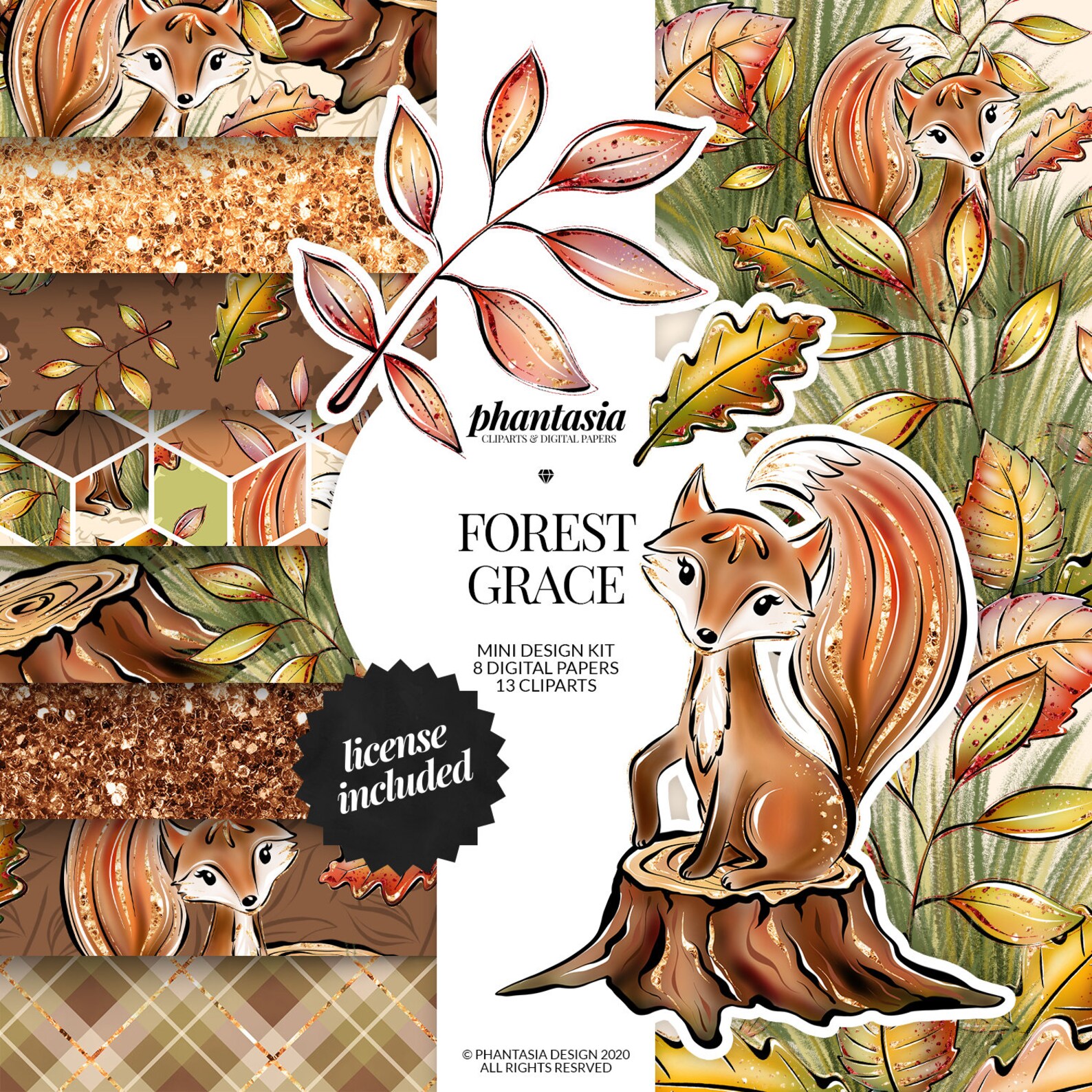 Fox Clipart Set Graphics Bundle Fall Cliparts Autumn | Etsy