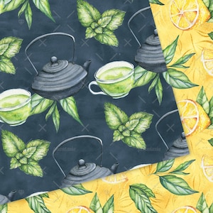 Green Tea Digital Paper, Me Time, Green Tea Patterns, Zen Digital Paper ...