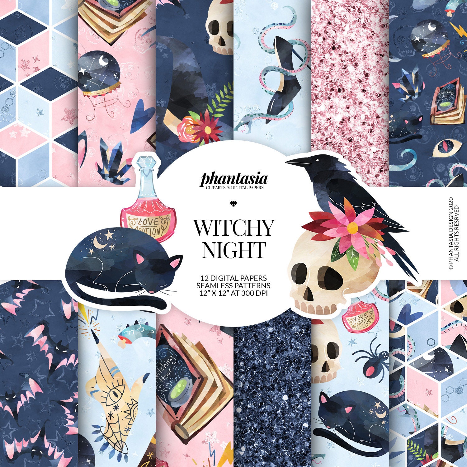 Witch Digital Papers Halloween Digital Halloween Witch - Etsy