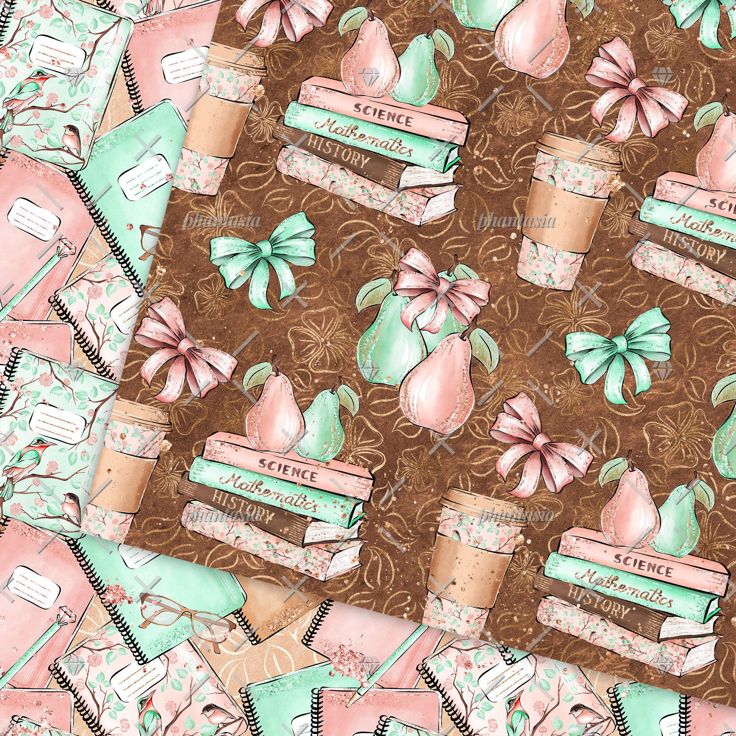 Back to School Digital Paper, College Digital Papers, University ...