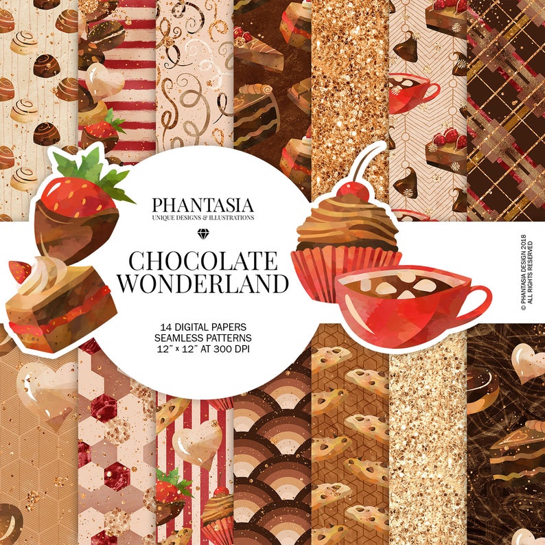 Chocolate Digital Paper, Sweets Digital Paper, Pastry Digital Paper ...