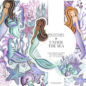 Watercolor Mermaid Clip Art, Summer Watercolor Clip Arts, Mermaid ...