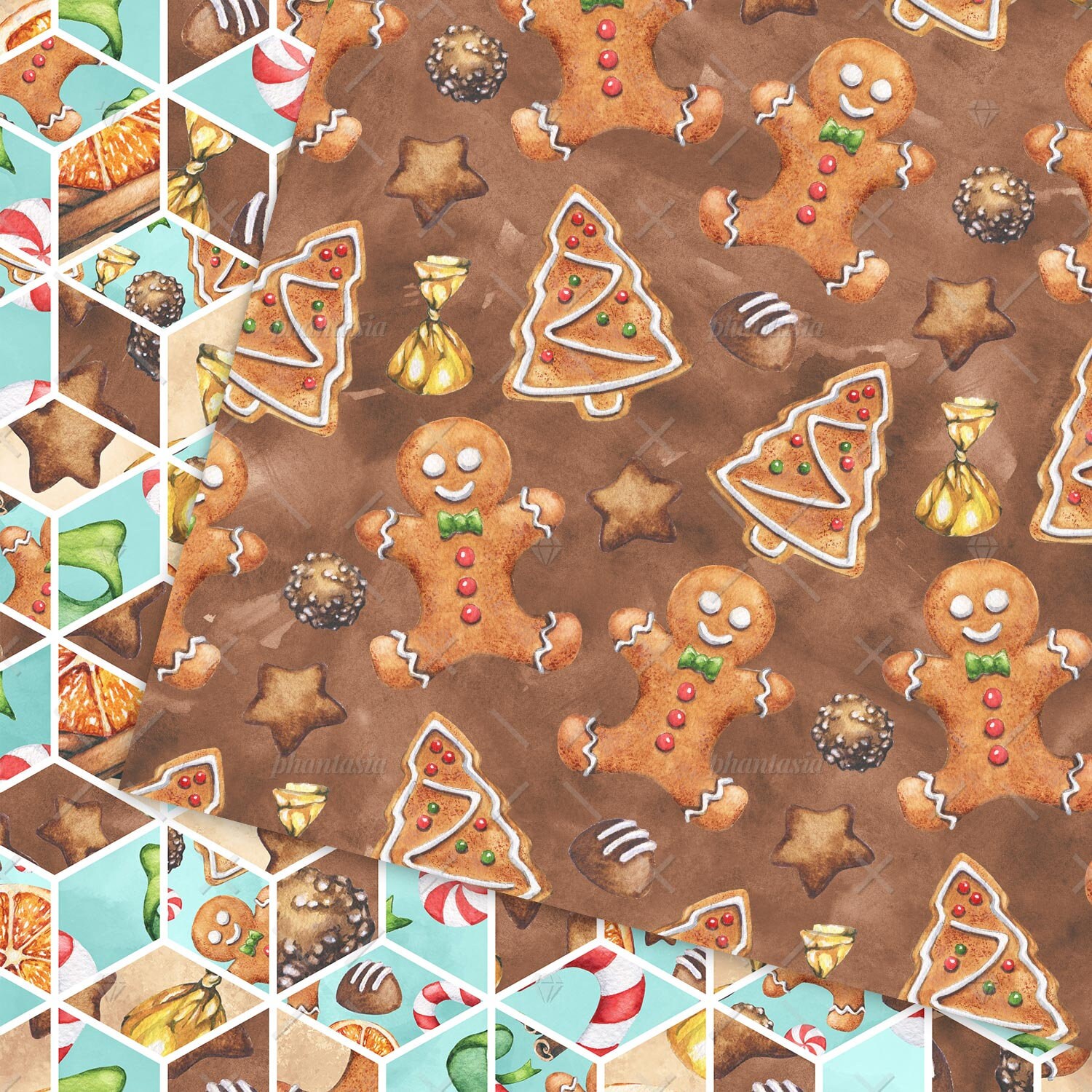 Gingerbread Digital Paper Christmas Patterns Winter Digital | Etsy
