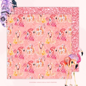 Flamingo Digital Paper Pack, Boho Digital Paper, Flamingo Pattern ...
