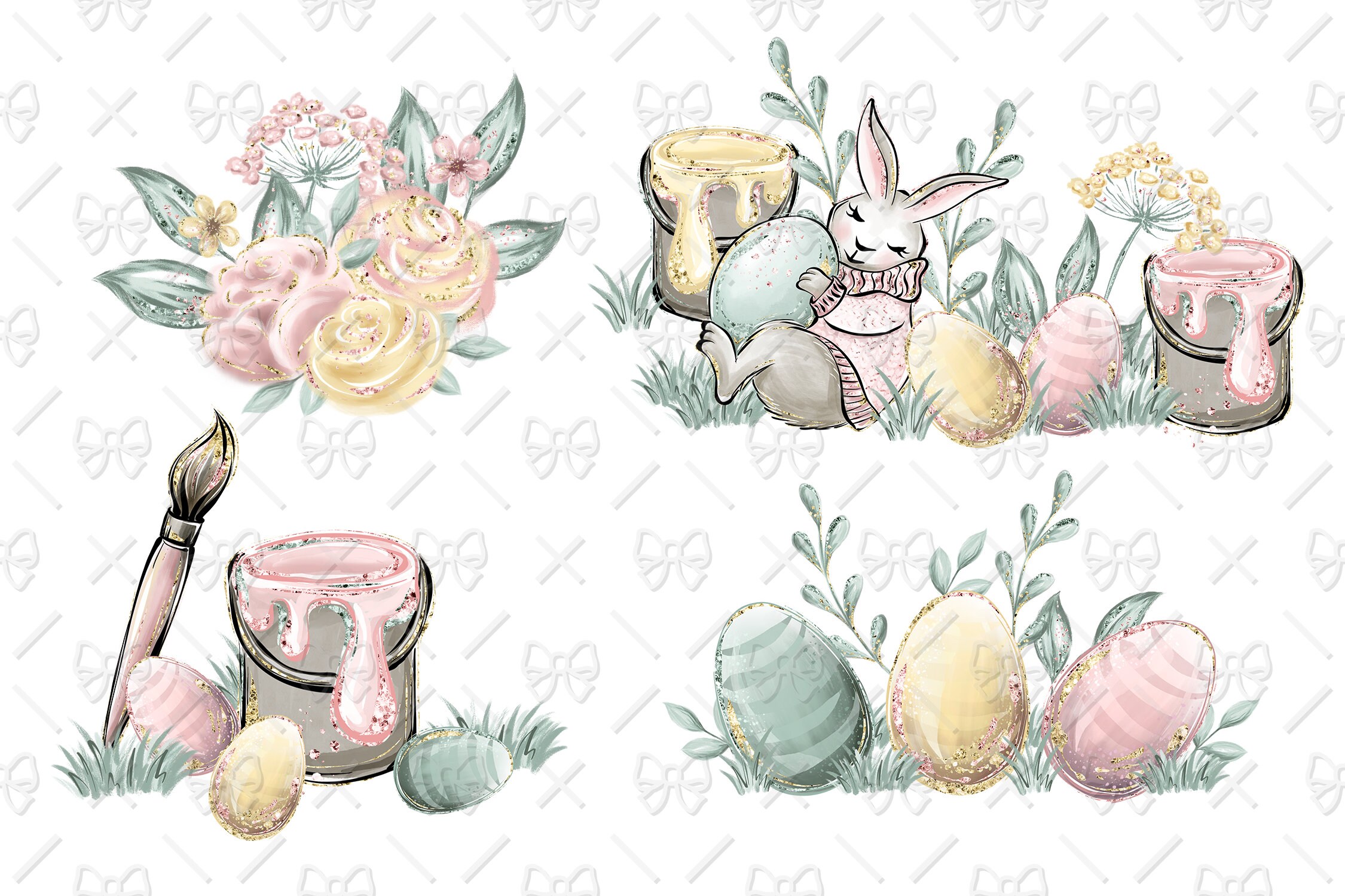 Eggs Painting Watercolor Cliparts Spring Clipart Easter - Etsy