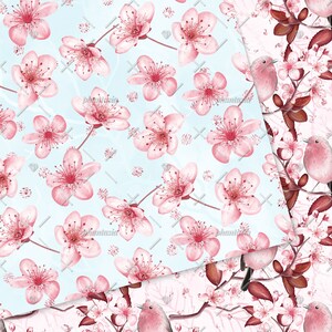 Cherry Blossom Digital Papers, Floral Patterns, Seamless Patterns ...