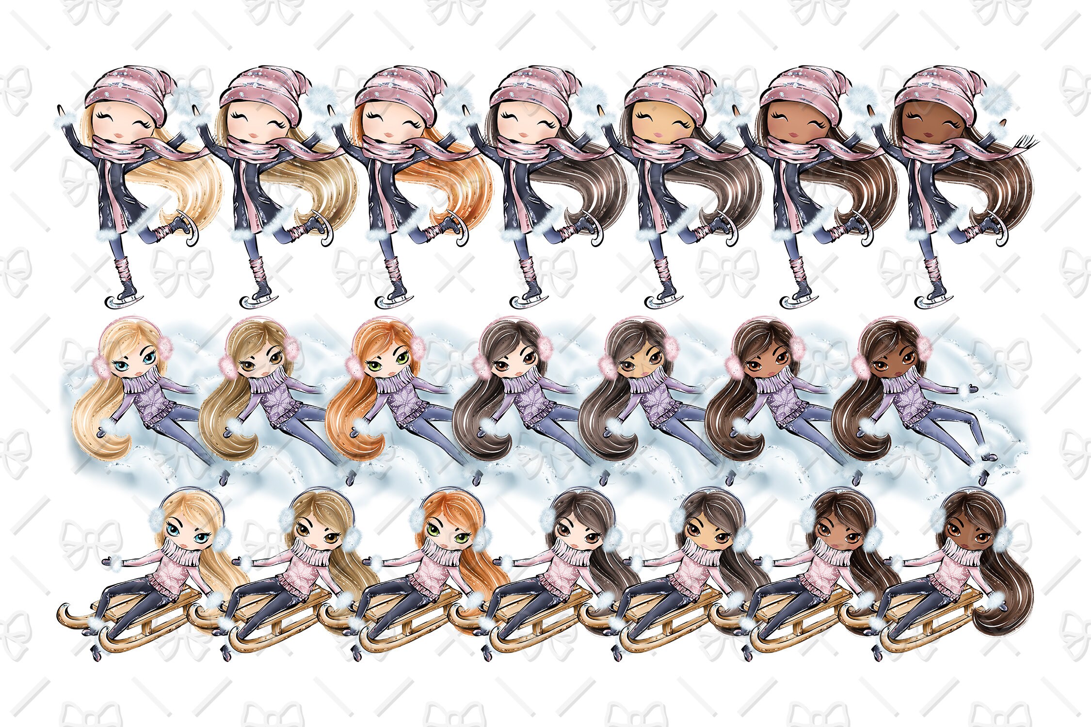 Winter Watercolor Clipart Cute Winter Winter Girls Winter | Etsy