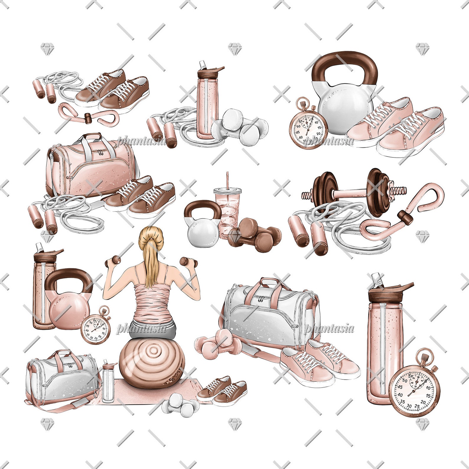 Fitness Watercolor Clipart Gym Cliparts Exercise Cliparts - Etsy UK