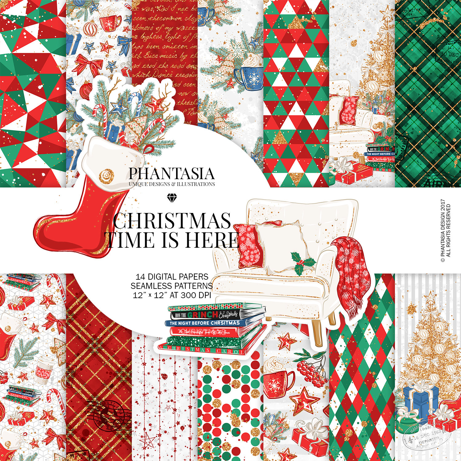 Christmas Digital Paper Pack Christmas Digital Paper - Etsy
