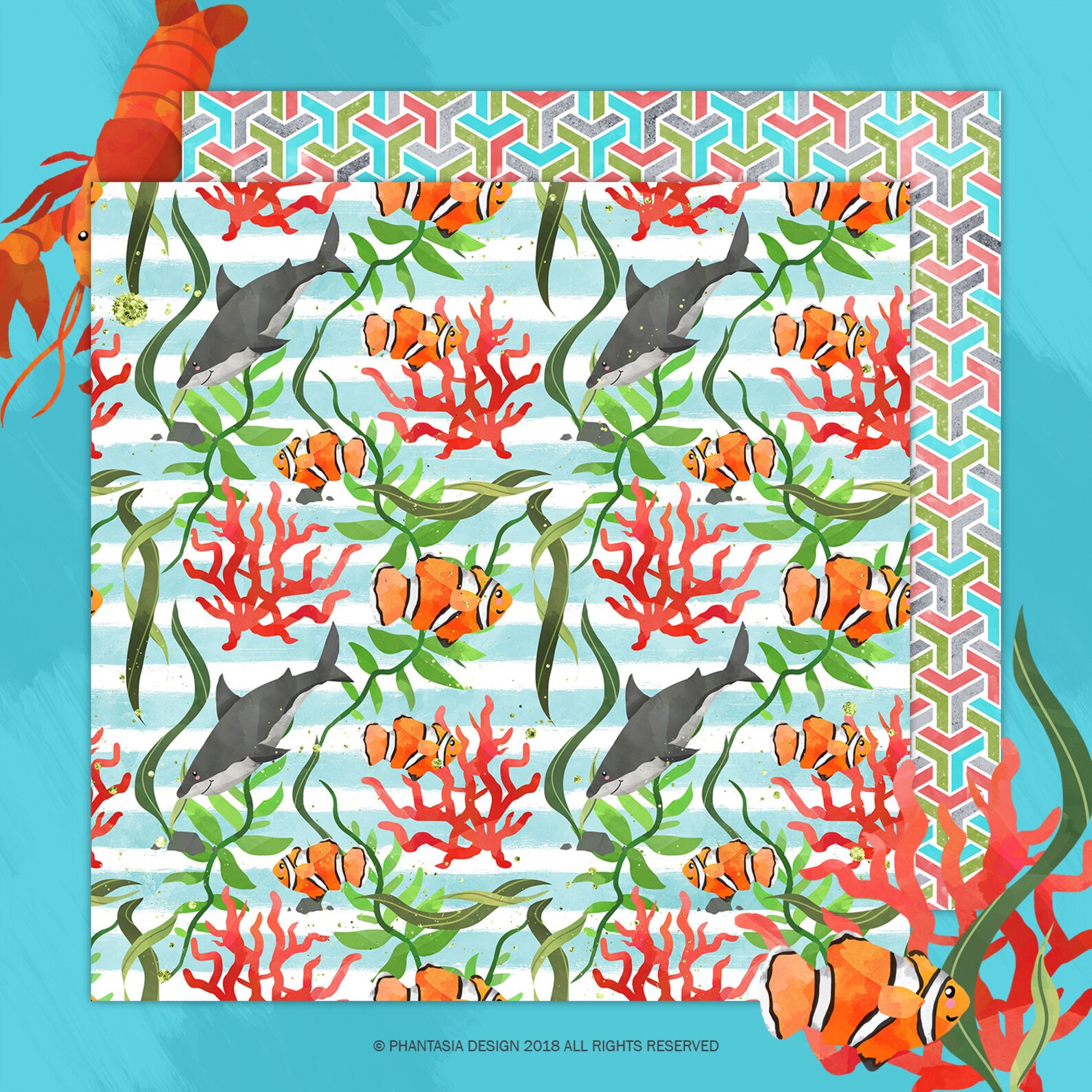Marine Digital Paper Marine Life Sea Creatures Sea Animals - Etsy