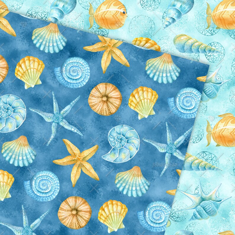 Seashells Digital Papers, Summer Patterns, Summer Digital, Seamless ...