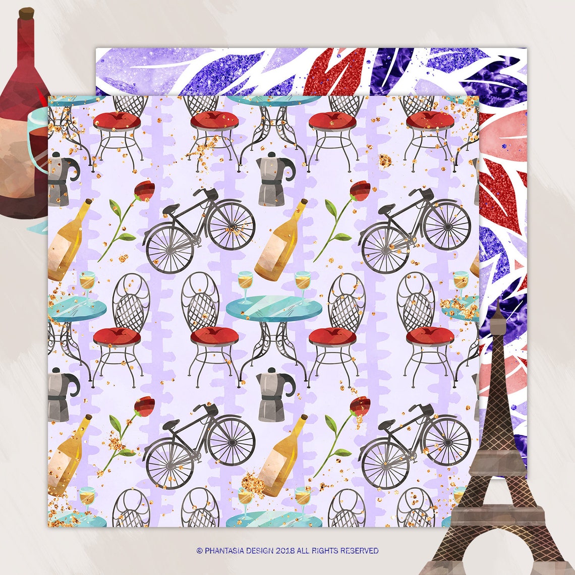 Paris Digital Paper, Paris Seamless, Paris Pattern, Paris Planner ...