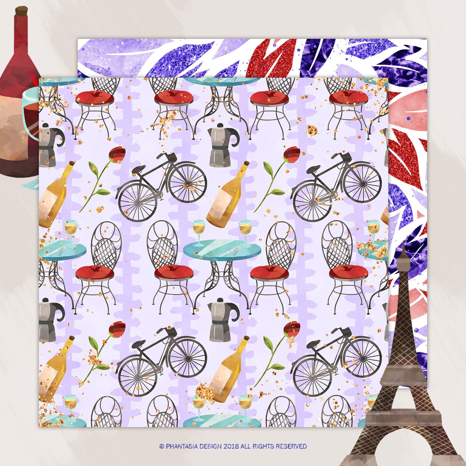 Paris Digital Paper, Paris Seamless, Paris Pattern, Paris Planner ...
