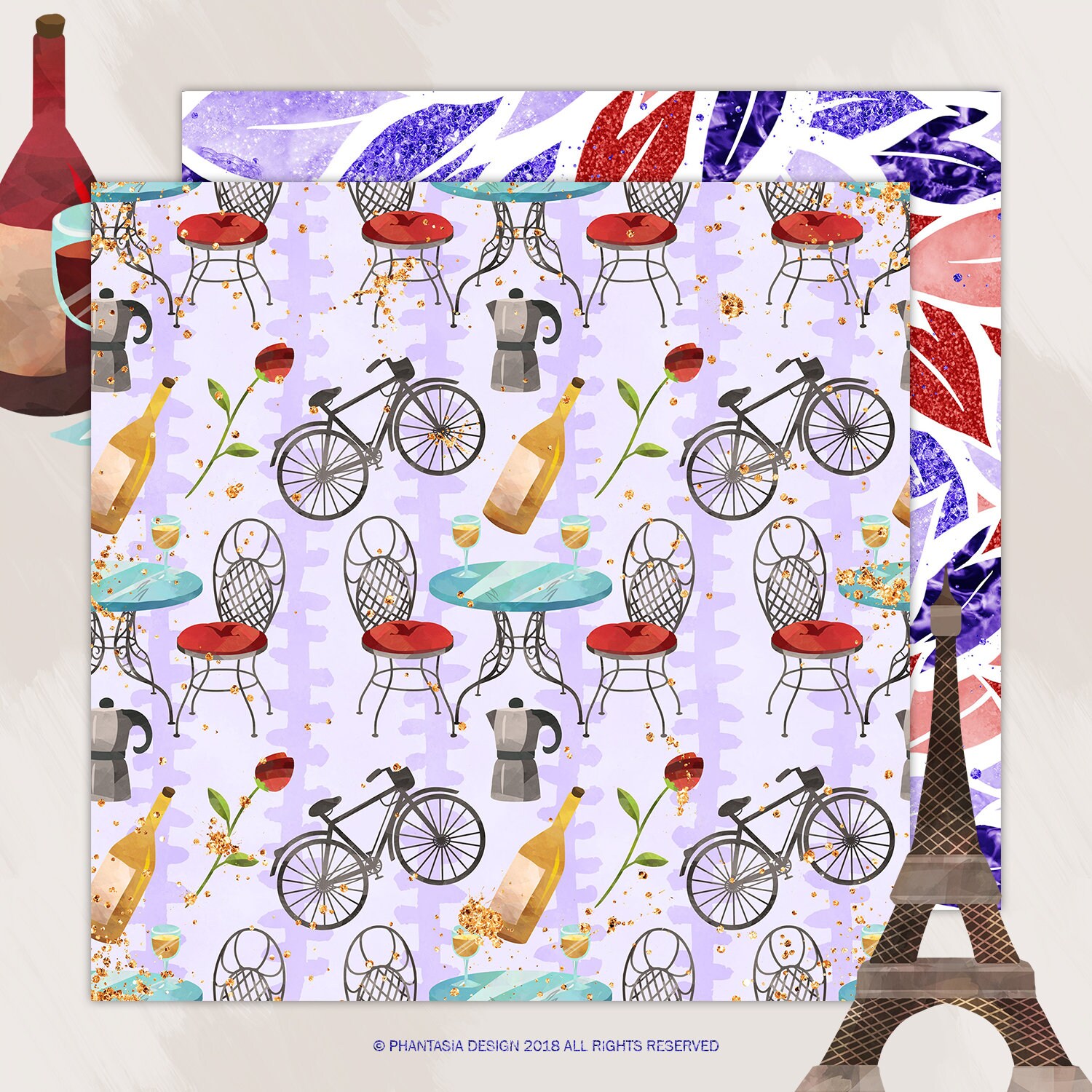 Paris Digital Paper, Paris Seamless, Paris Pattern, Paris Planner ...