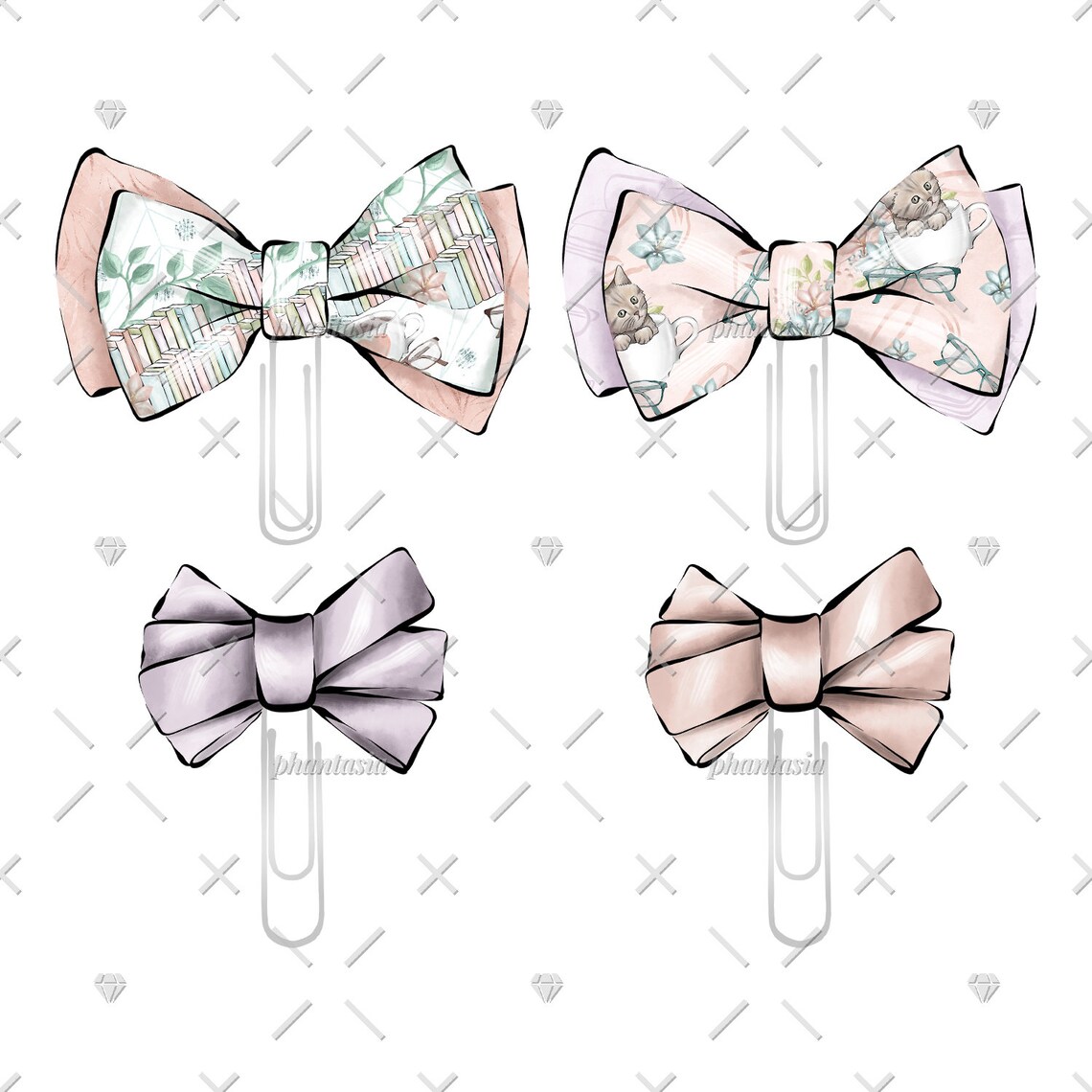 Spring Planner Cliparts Reading Planner Bow Paperclips - Etsy