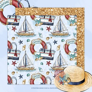 Nautical Digital Paper, Cruise Vacation Chic, Nautical Planner, Summer ...