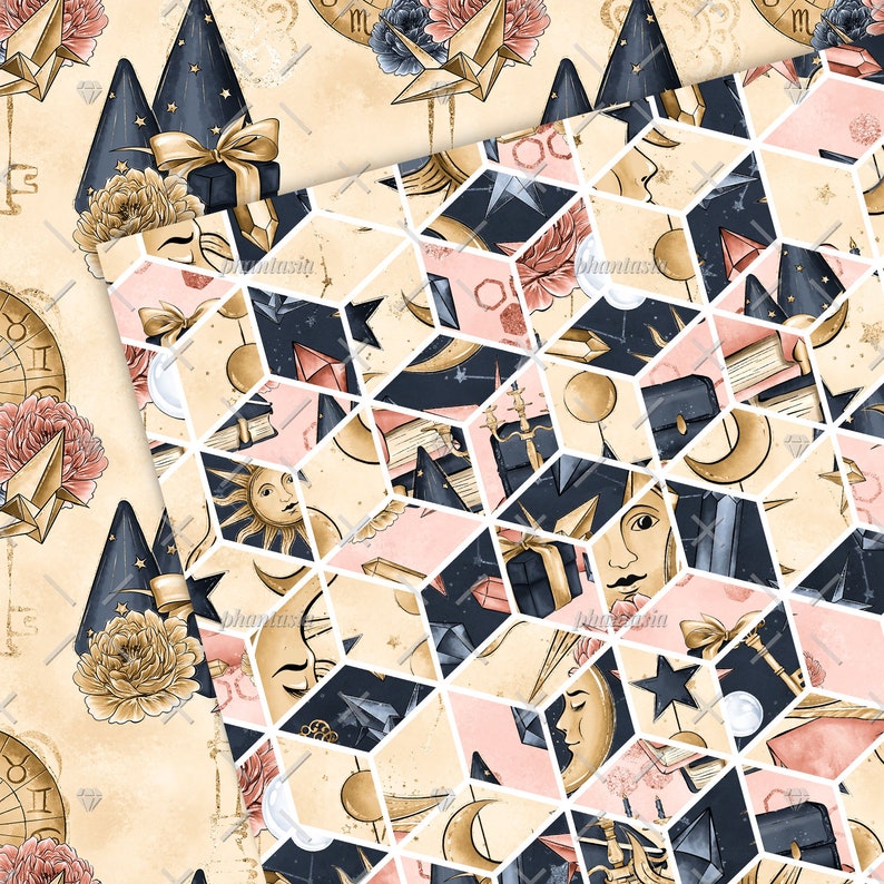 Zodiac Digital Paper, Astrology Digital, Spiritual Digital, Celestial ...