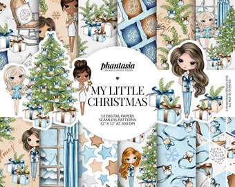 Christmas Digital Papers, Seamless Patterns, Winter Background ...