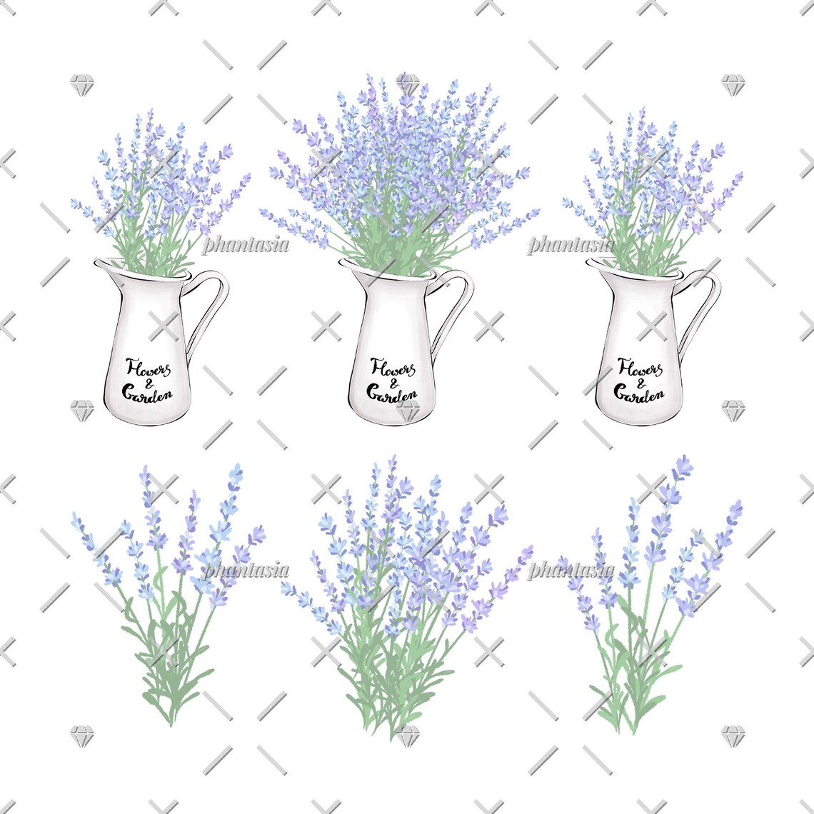 Lavender Digital Kit, Digital Clipart, Watercolor Clipart, Lavender ...