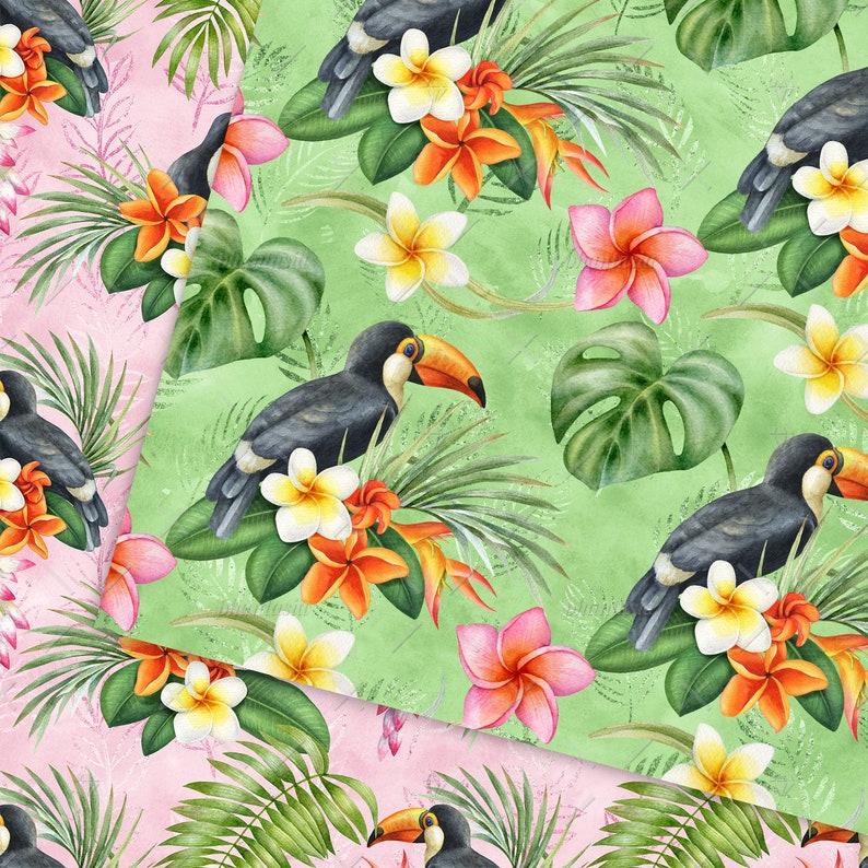 Tropical Digital Paper, Summer Digital, Exotic Patterns, Tropical ...