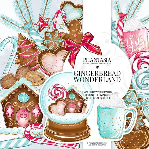 Christmas Pastel Cookies Clipart Watercolor Gingerbread - Etsy
