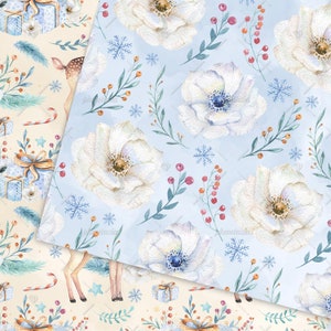 Pastel Christmas Digital Papers, Whimsical Christmas, Watecolor ...