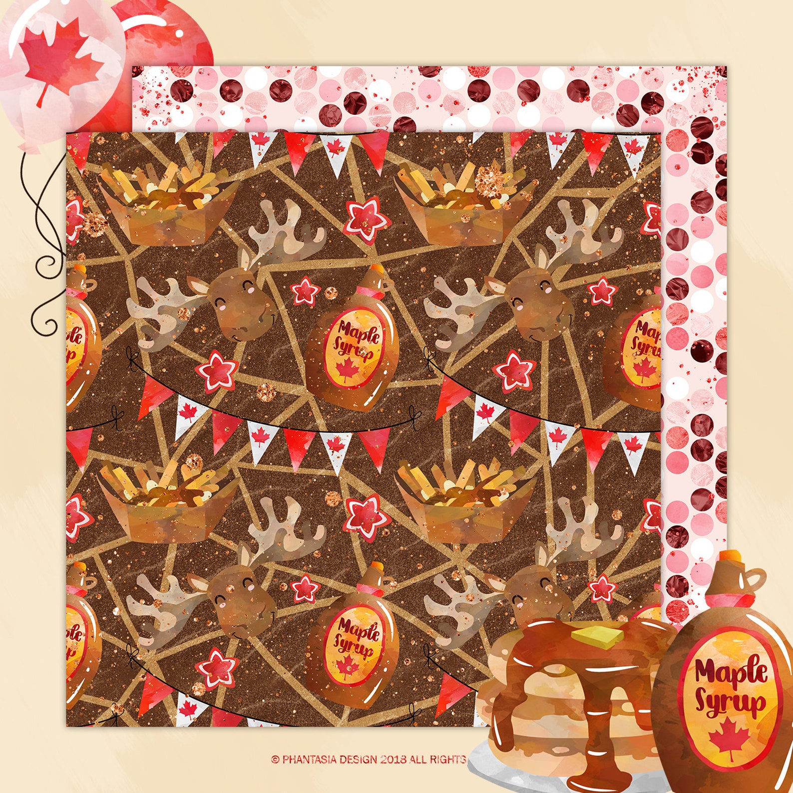 Canada Day Digital Papers, Canadian Pattern, Canada Planner, Maple ...