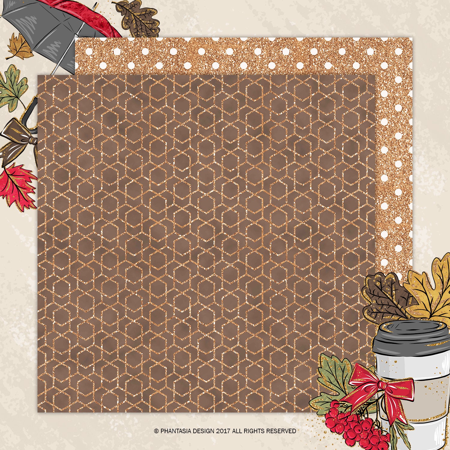 Fall Watercolor Digital Paper Pack Fashion Illustration Gold | Etsy