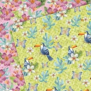 Exotic Birds Digital Papers, Exotic Flowers, Flowers Digital Paper ...