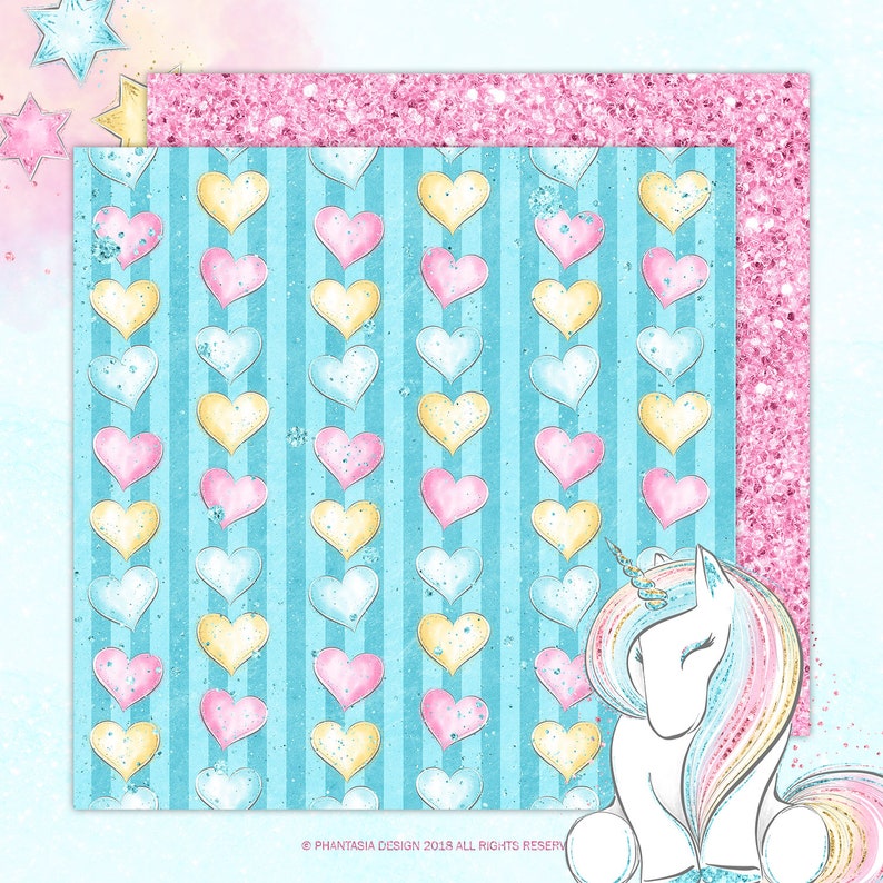 Unicorn Digital Paper, Whimsical Digital Paper, Unicorn Planner ...