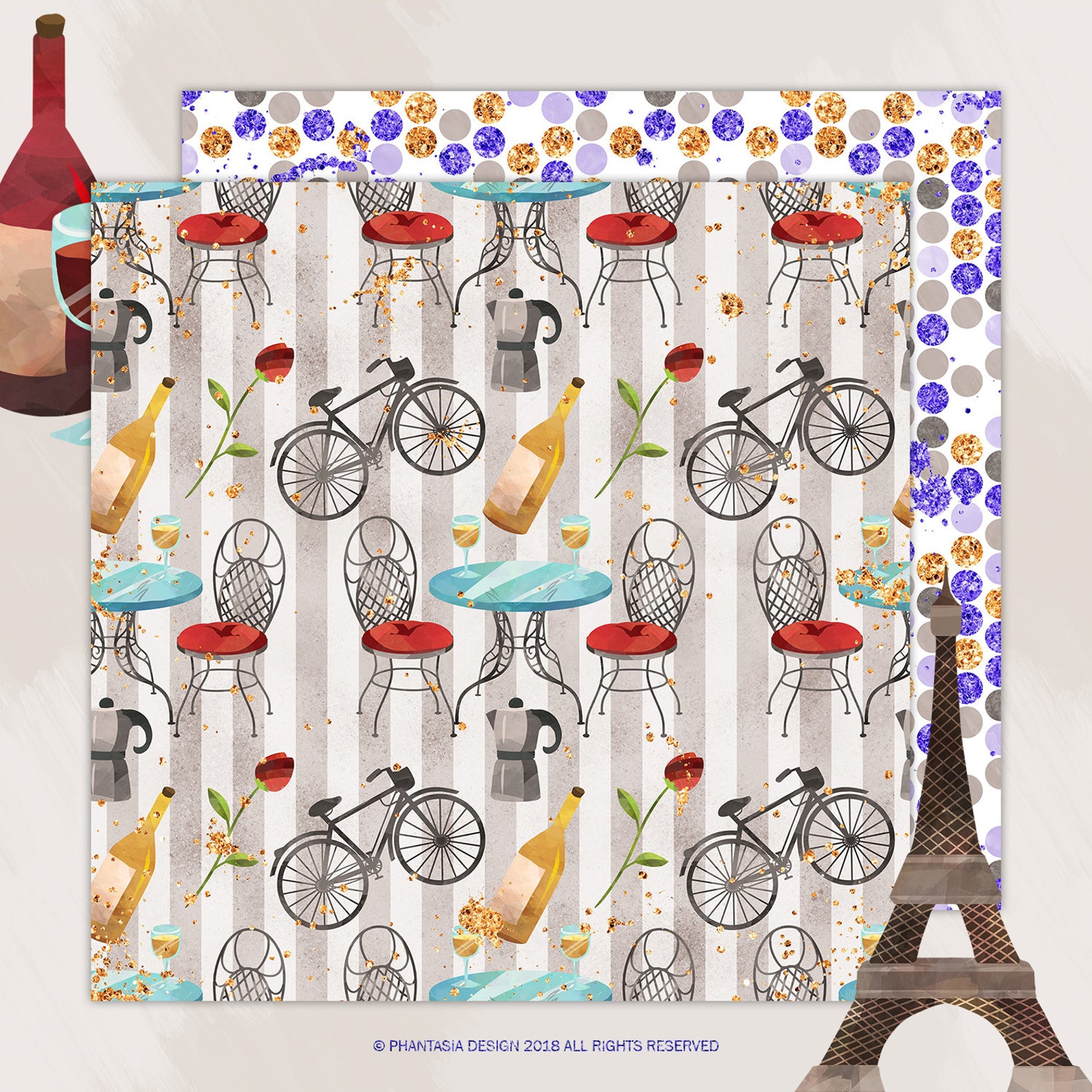 Paris Digital Paper, Paris Seamless, Paris Pattern, Paris Planner ...
